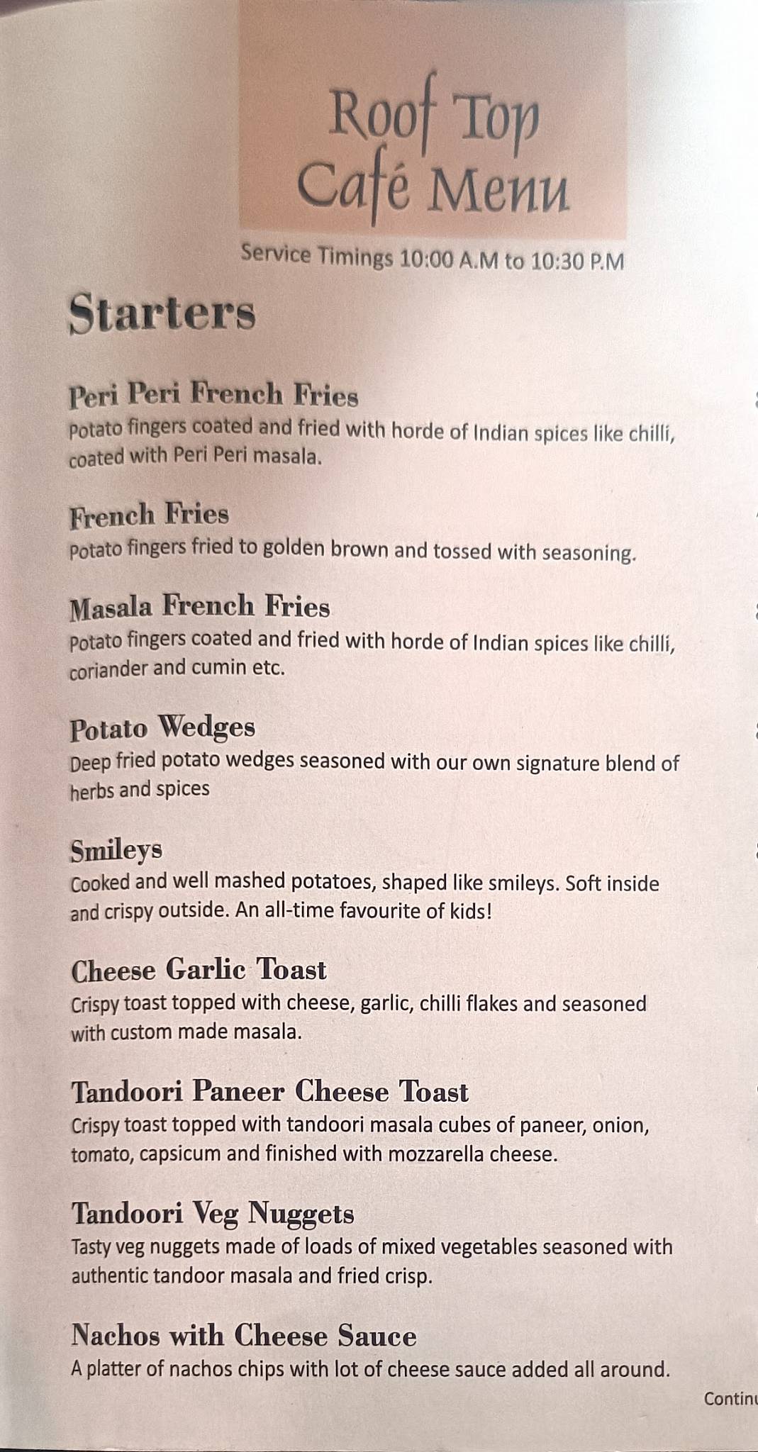 Menu at Eshanya Rooftop Cafe - Jayanagar 4th Block, Bengaluru, 16