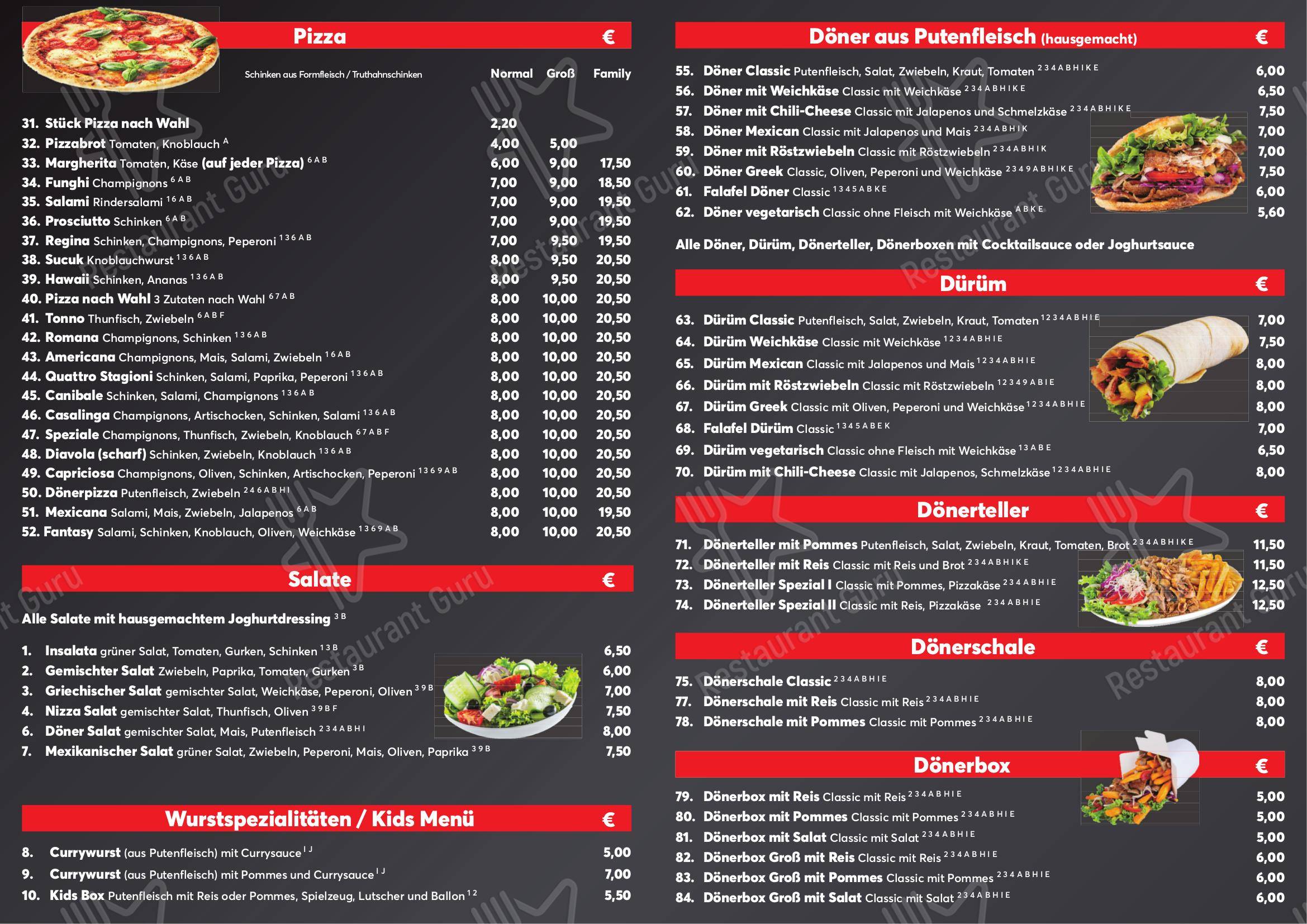 Menu au FANTASY Döner, Pizza, Waldkraiburg