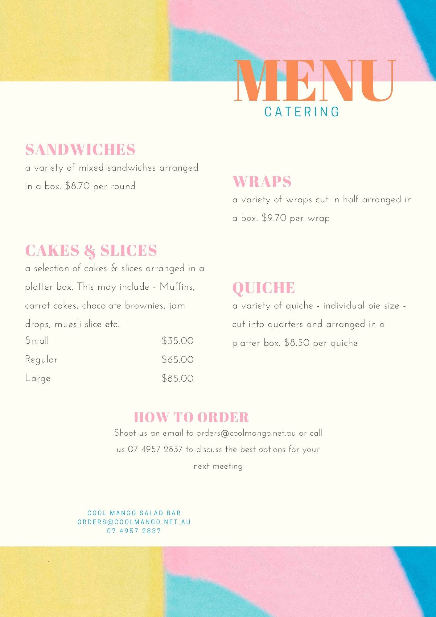 Menu at Cool Mango Salad Bar, Mackay