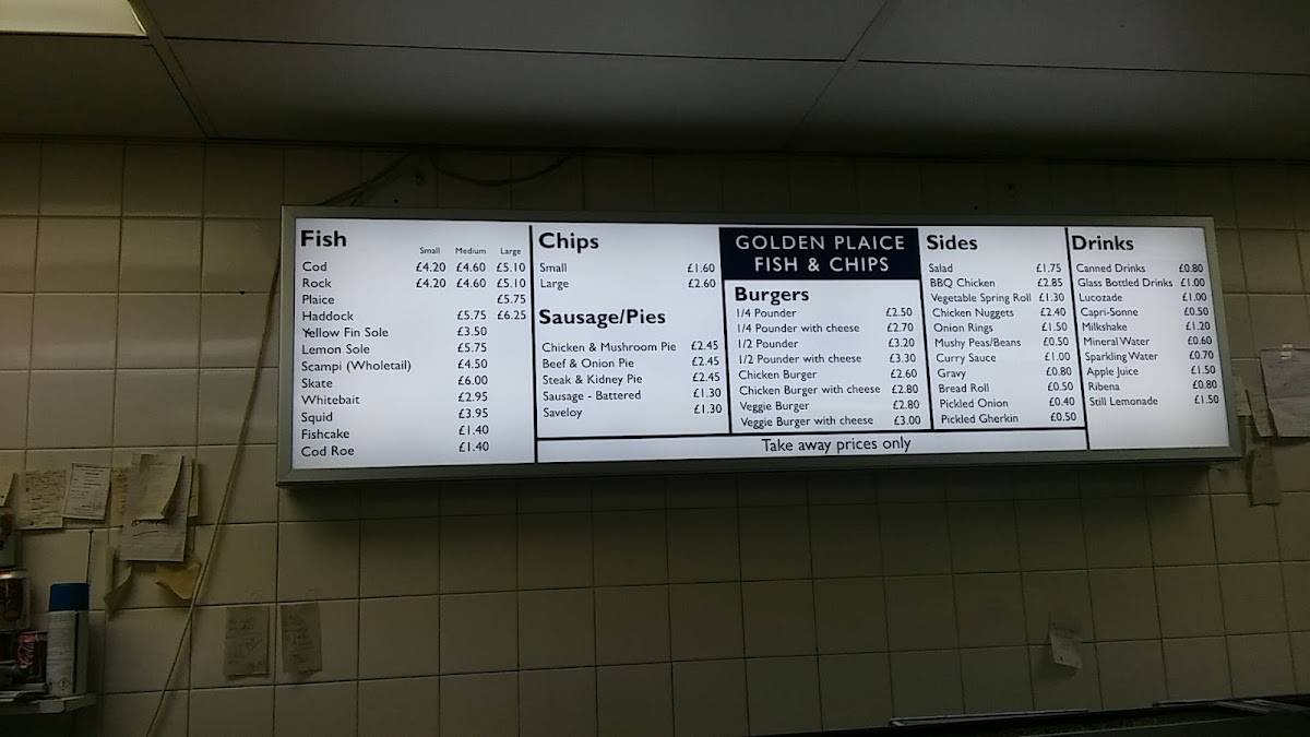 Menu at Golden Plaice fast food, Borehamwood, 132 Shenley Rd