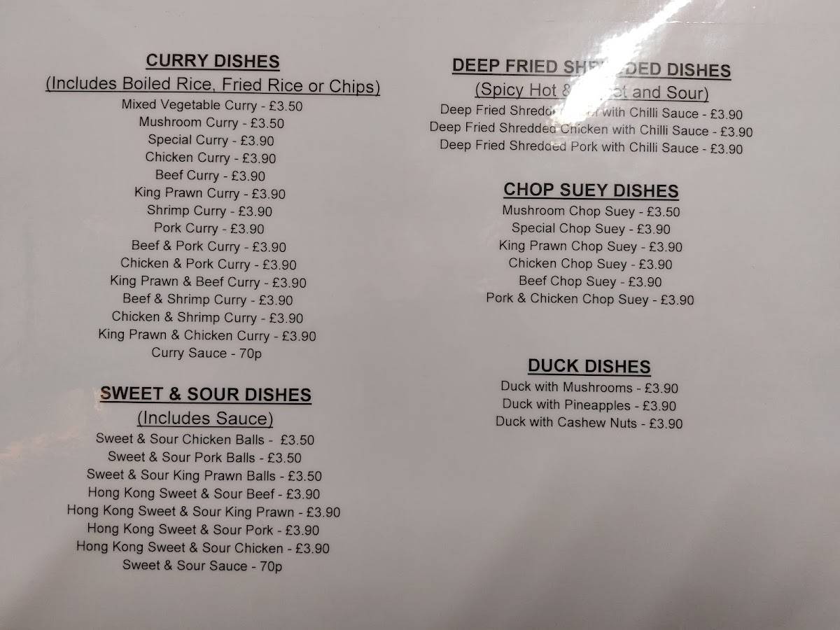 Menu at Kam Too fast food, Portsmouth