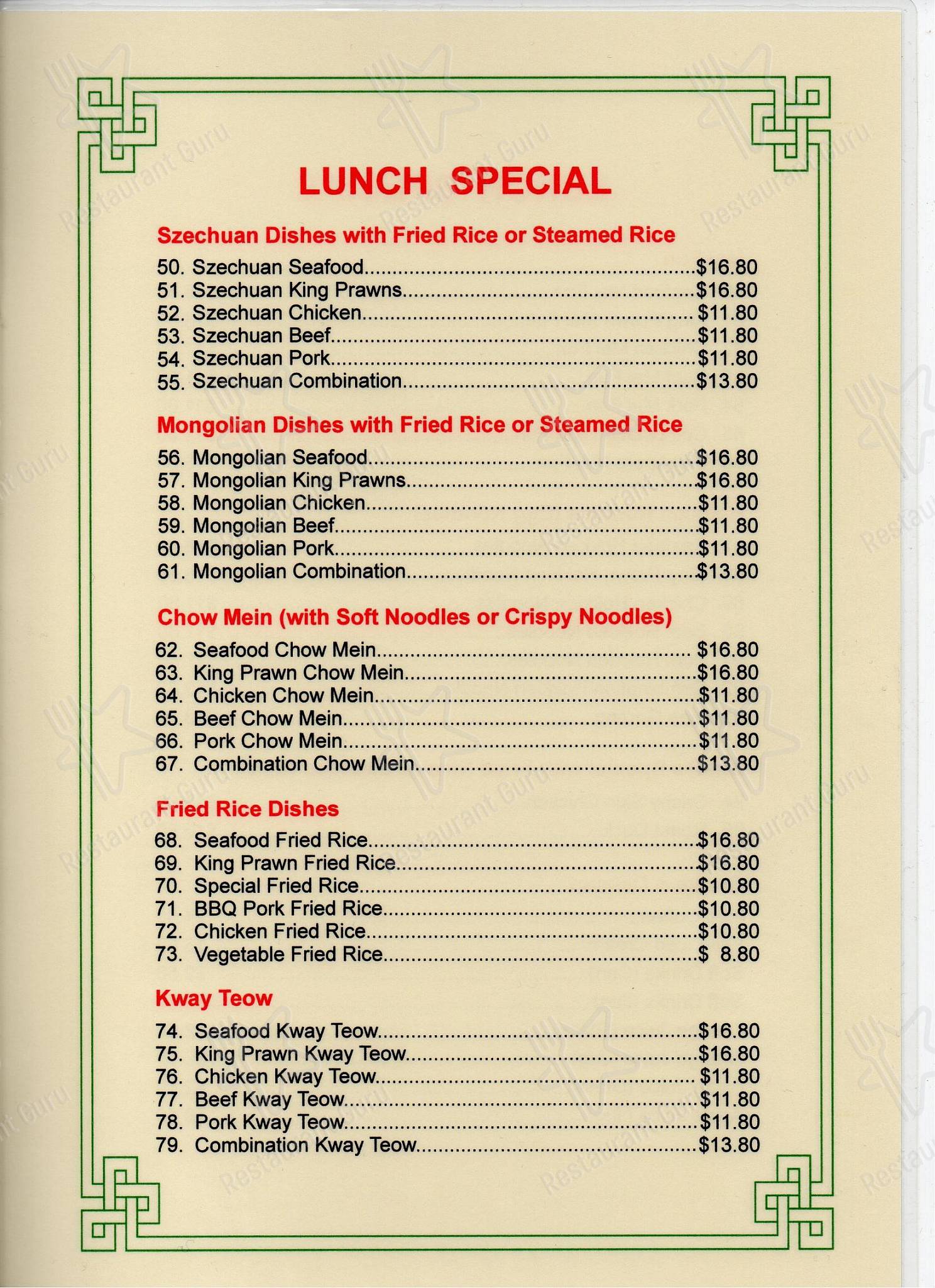 Menu at Panda Chinese Restaurant & Take Away, Northam