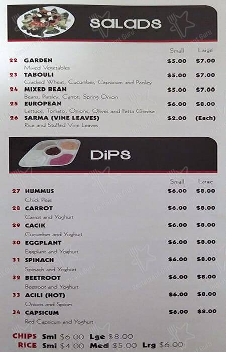 Menu at Roxy Kebab Deer Park fast food, Deer Park