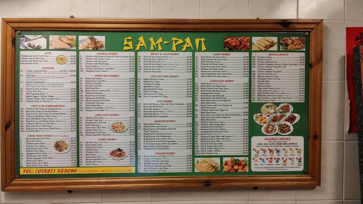 Menu at The Sam Pan fast food, Redditch