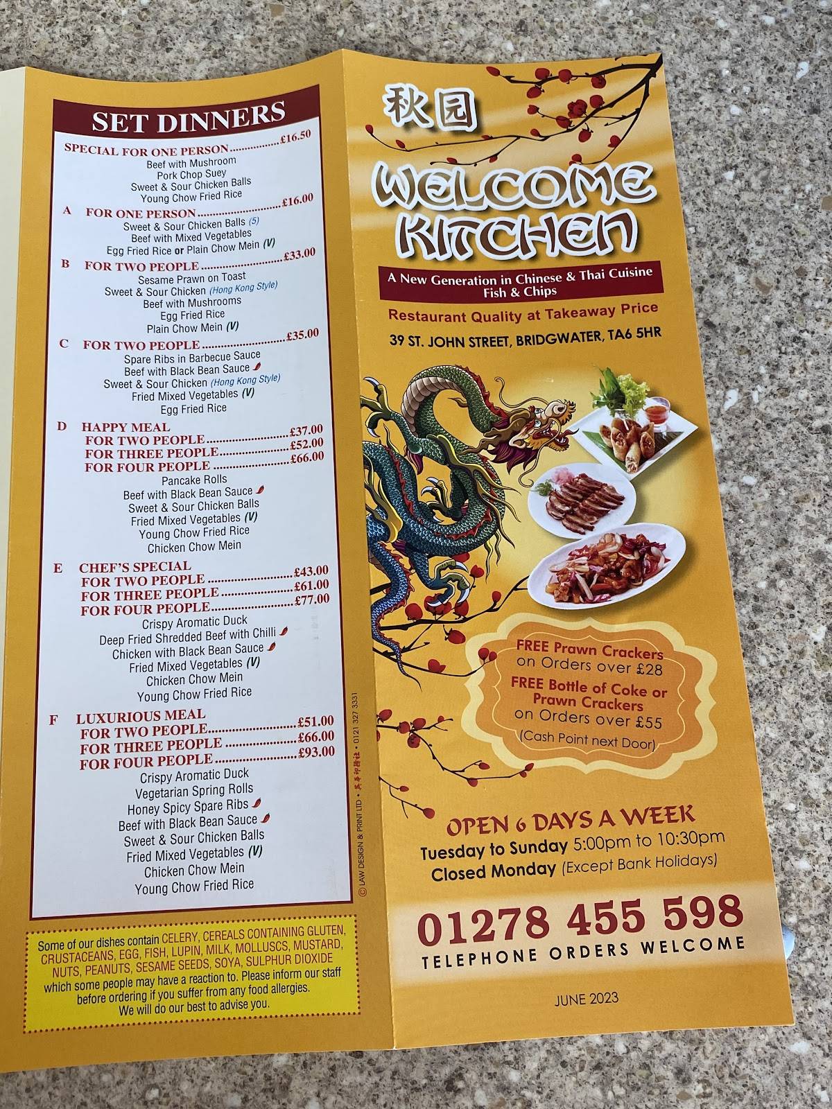 Menu at Welcome Kitchen fast food, Bridgwater