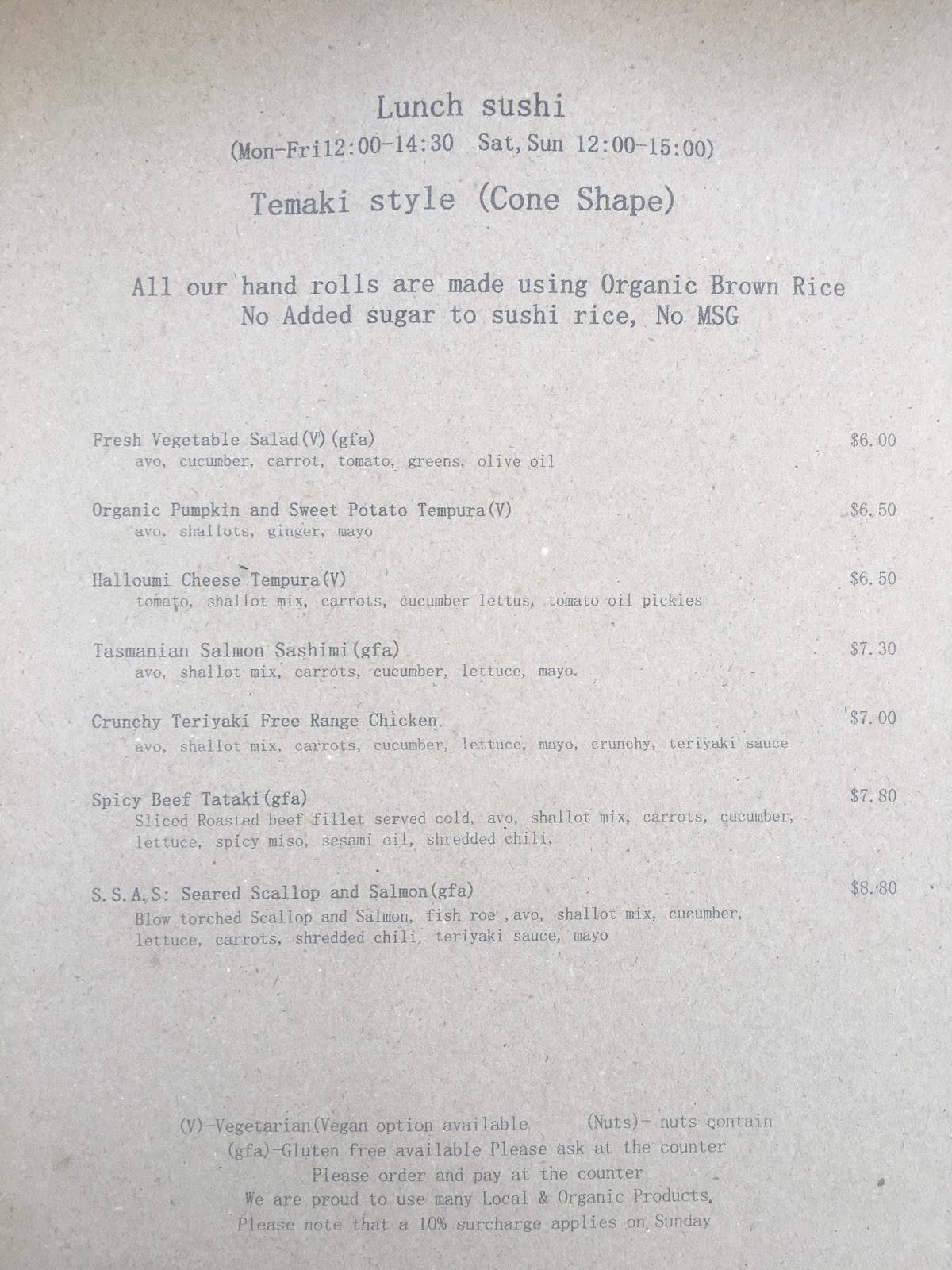 Menu at Federal Doma Cafe, Federal, 3/6 Albert street