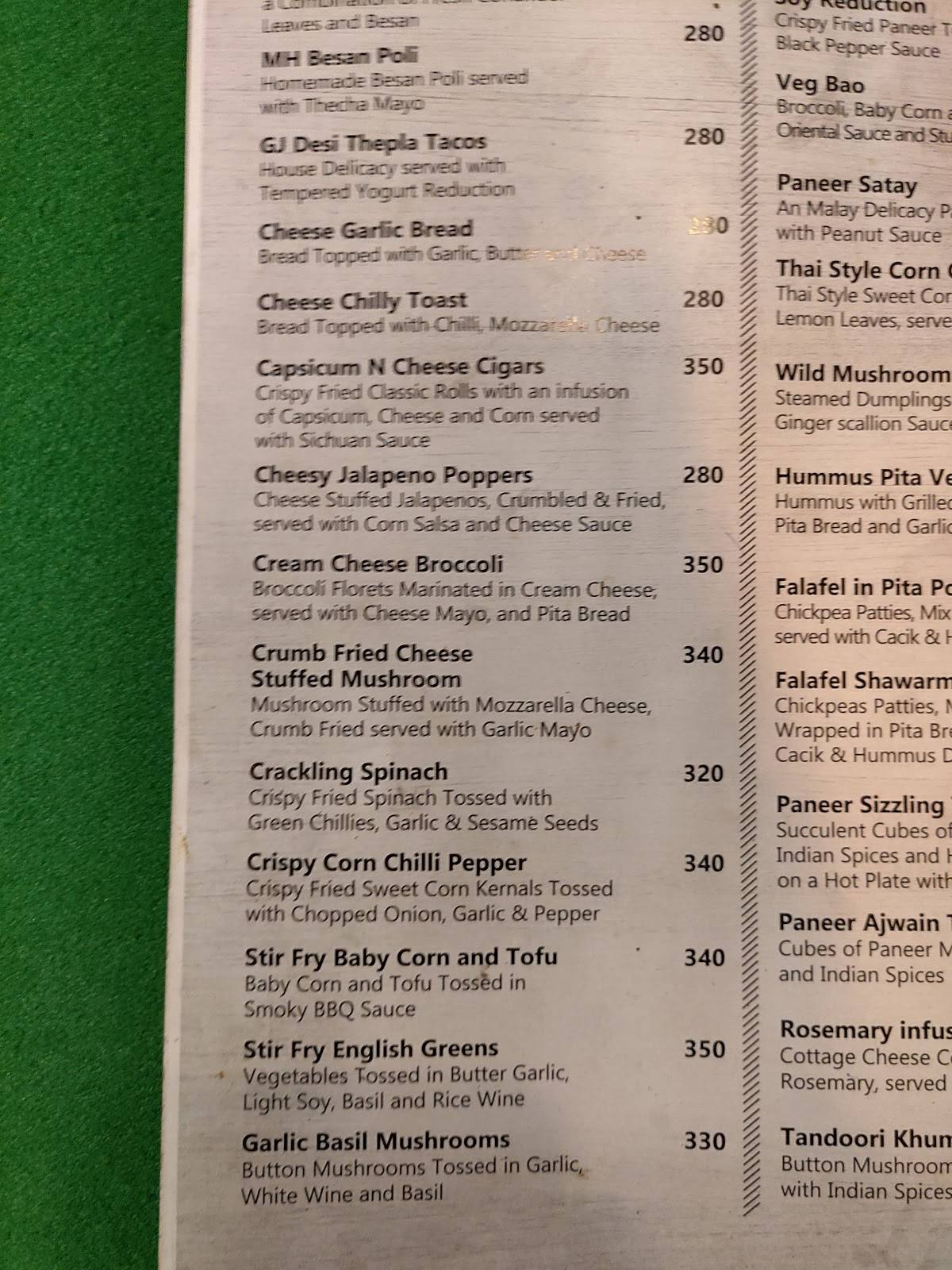 Menu at Filament Bar (Baner), Pune, Rajwada chowk