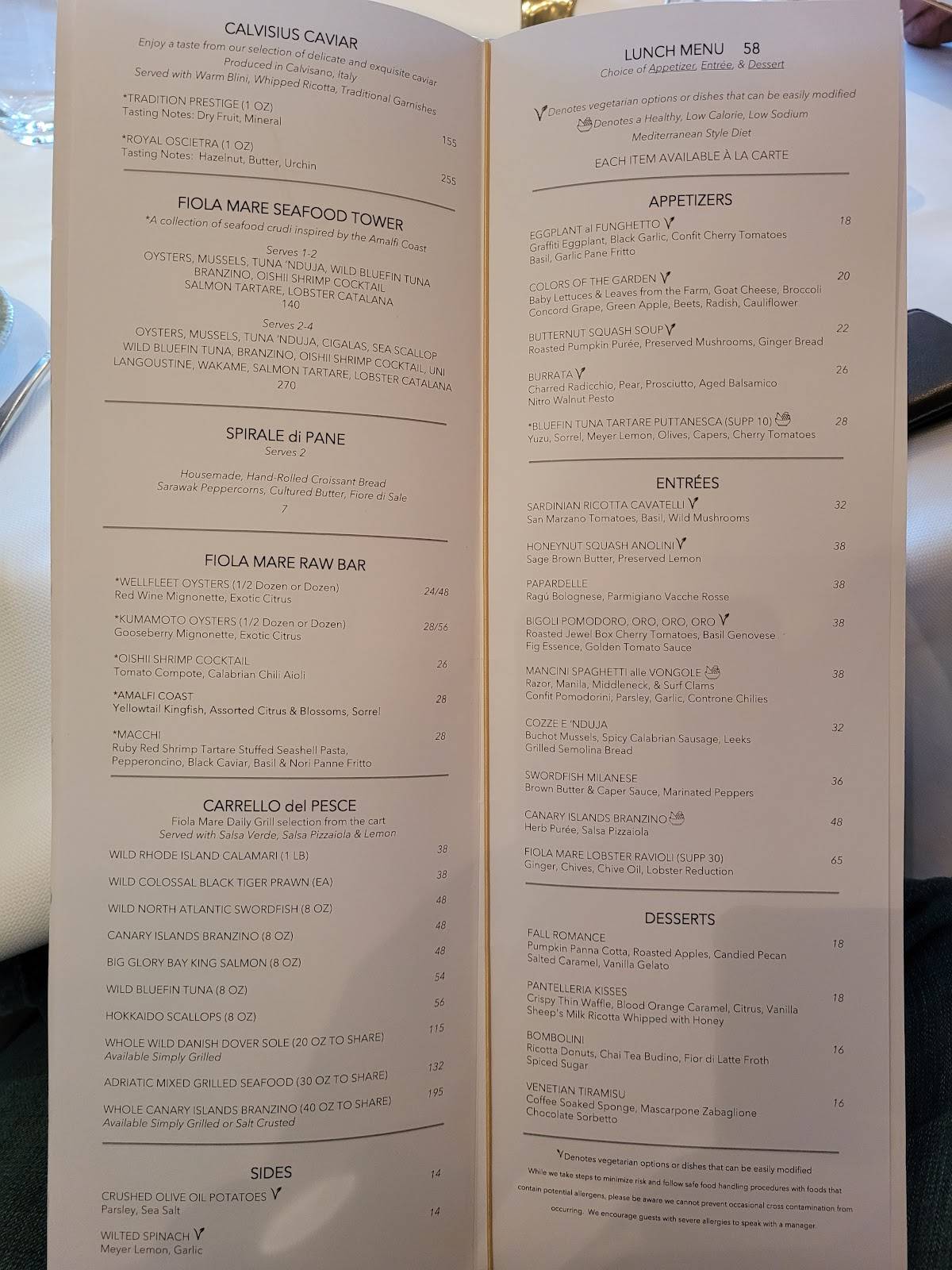 Menu at Fiola Mare pub & bar, Washington
