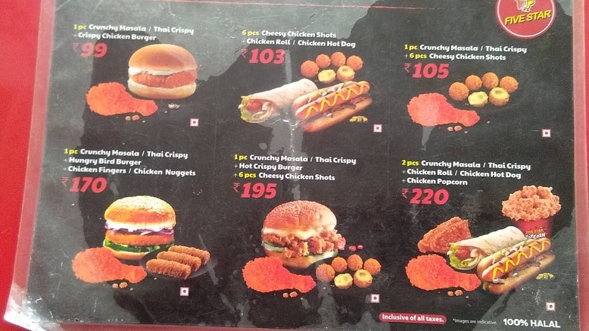 Menu at Five Star Chicken, Arakkonam