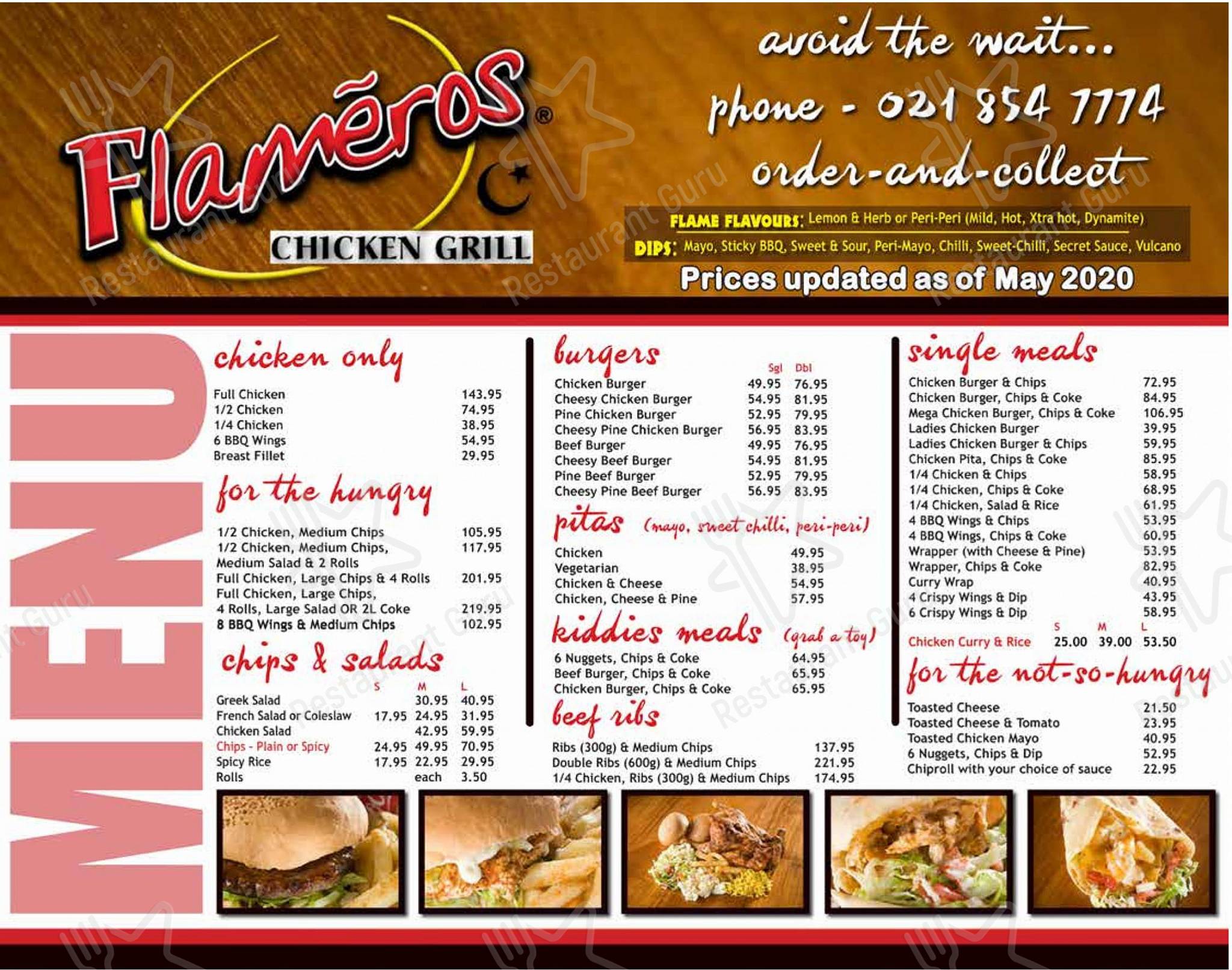 Menu at Flameros Chicken Grill restaurant, Cape Town