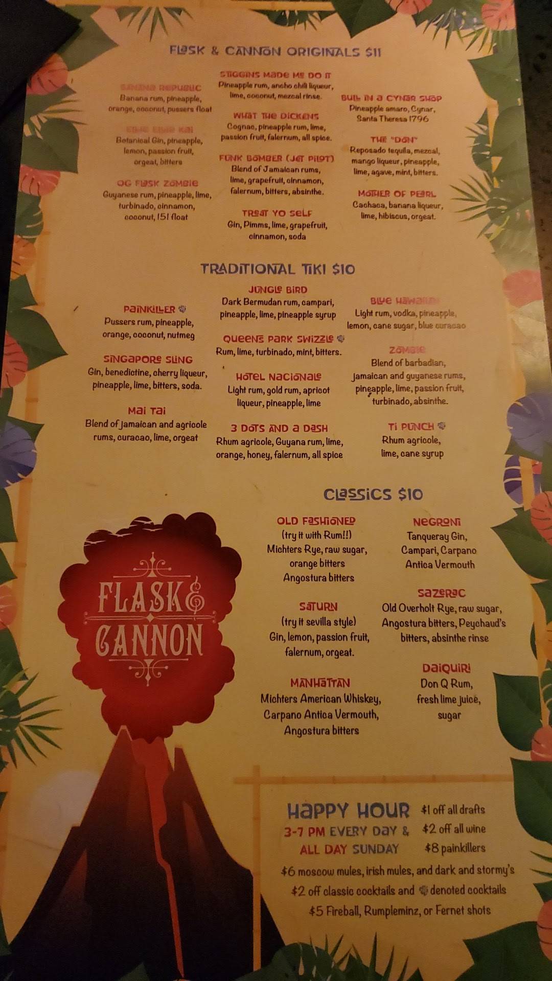Menu at Flask and Cannon pub & bar, Jacksonville Beach, 528 1st St N