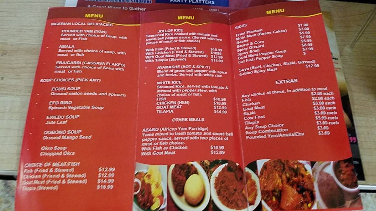 Menu at Flavors Nigerian Restaurant, Orlando