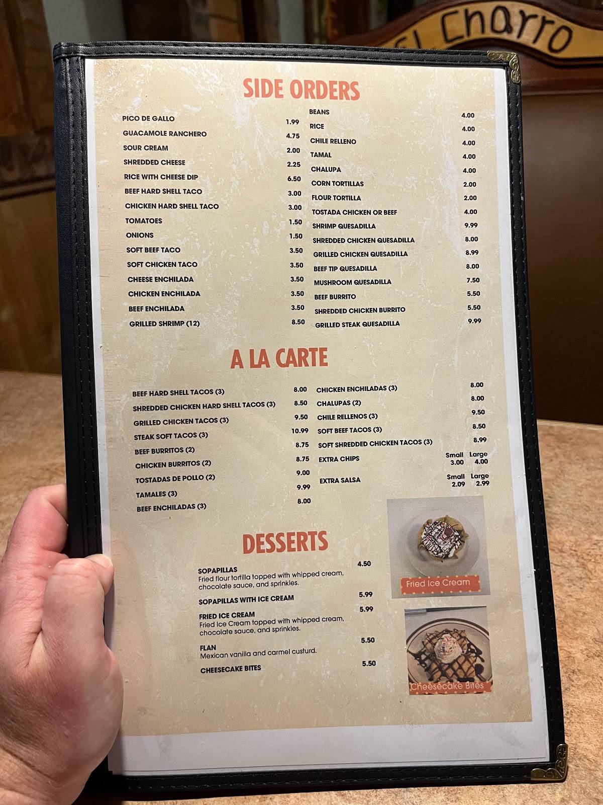 Menu at El Charro Mexican Grill restaurant, Floyd