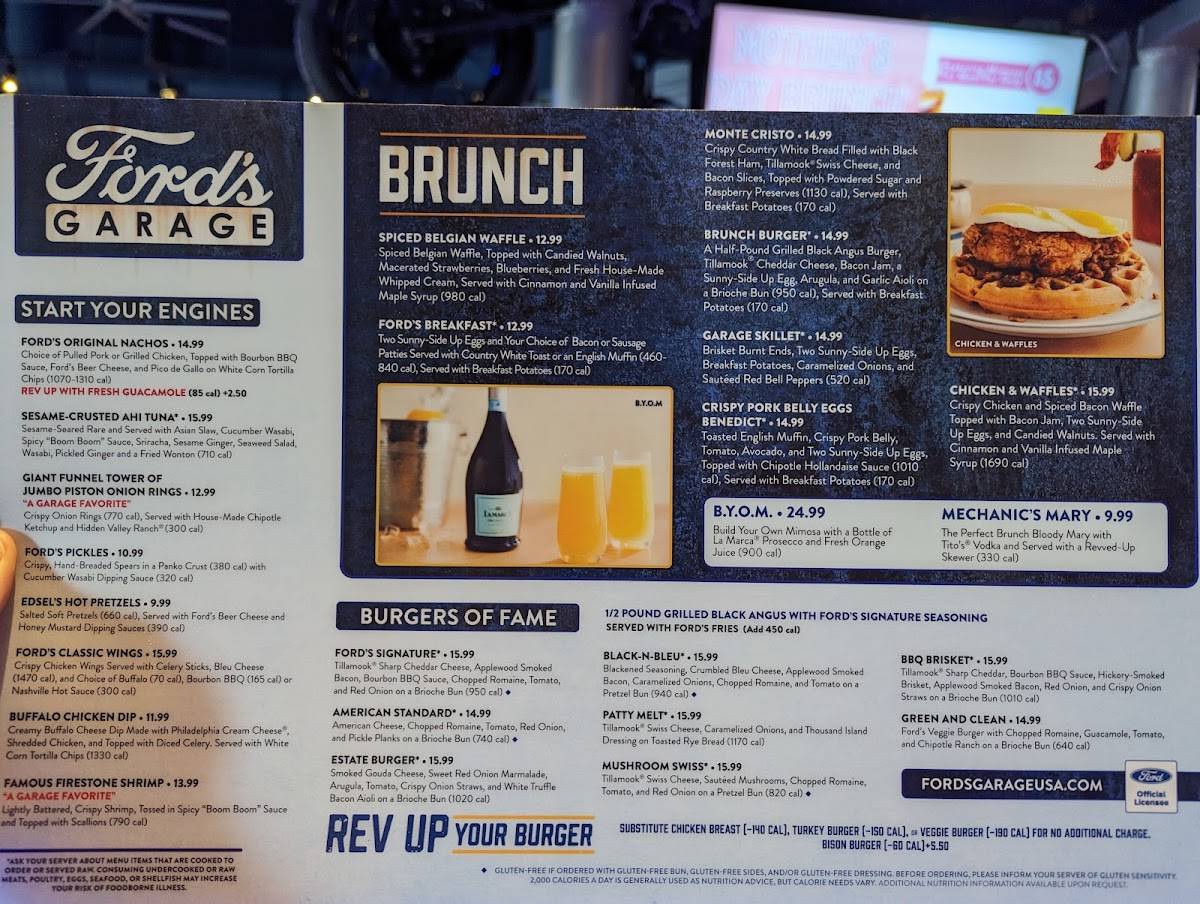 Menu at Ford's Garage Novi pub & bar, Novi