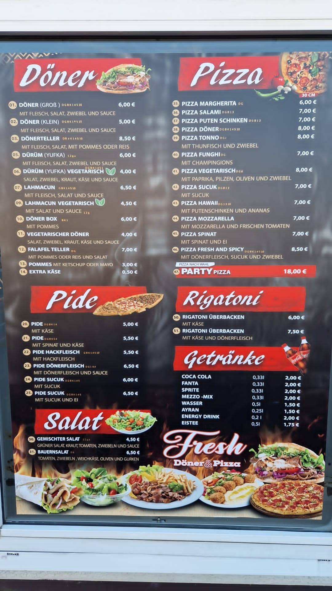 Carta de Fresh Döner & Pizza, Sarrebruck