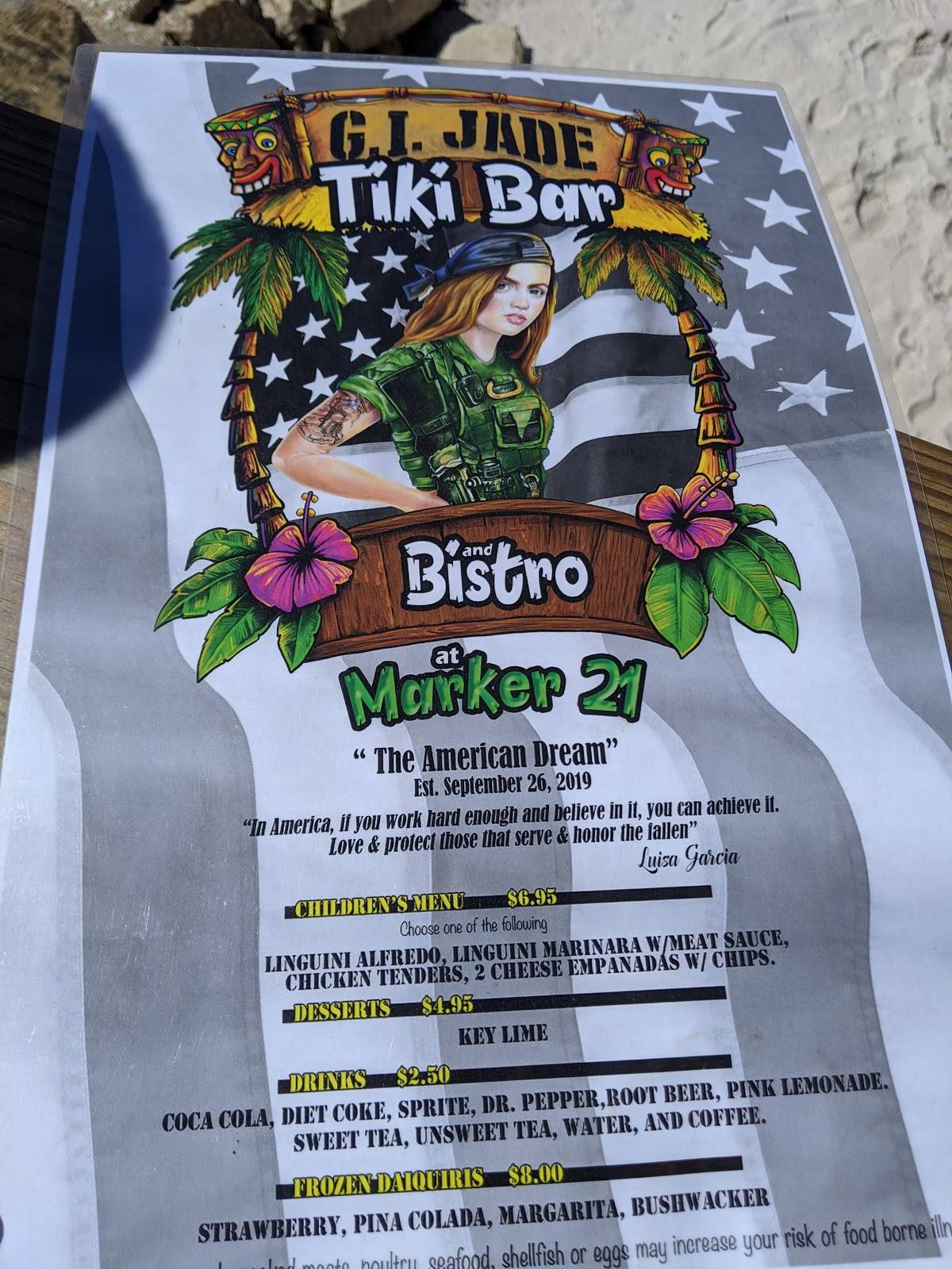 Menu at G.I. Jade Tiki Bar & Bistro, Fort Walton Beach