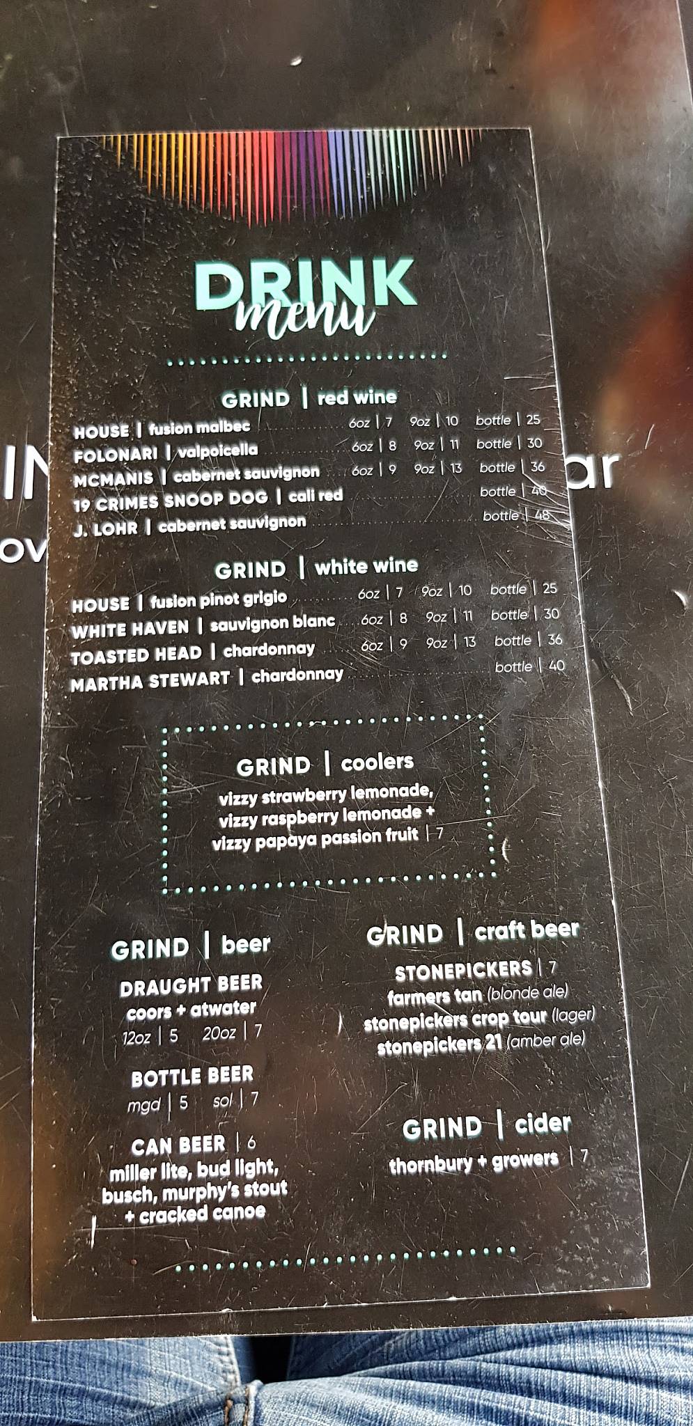 Menu at GRIND kitchen + bar, Sarnia