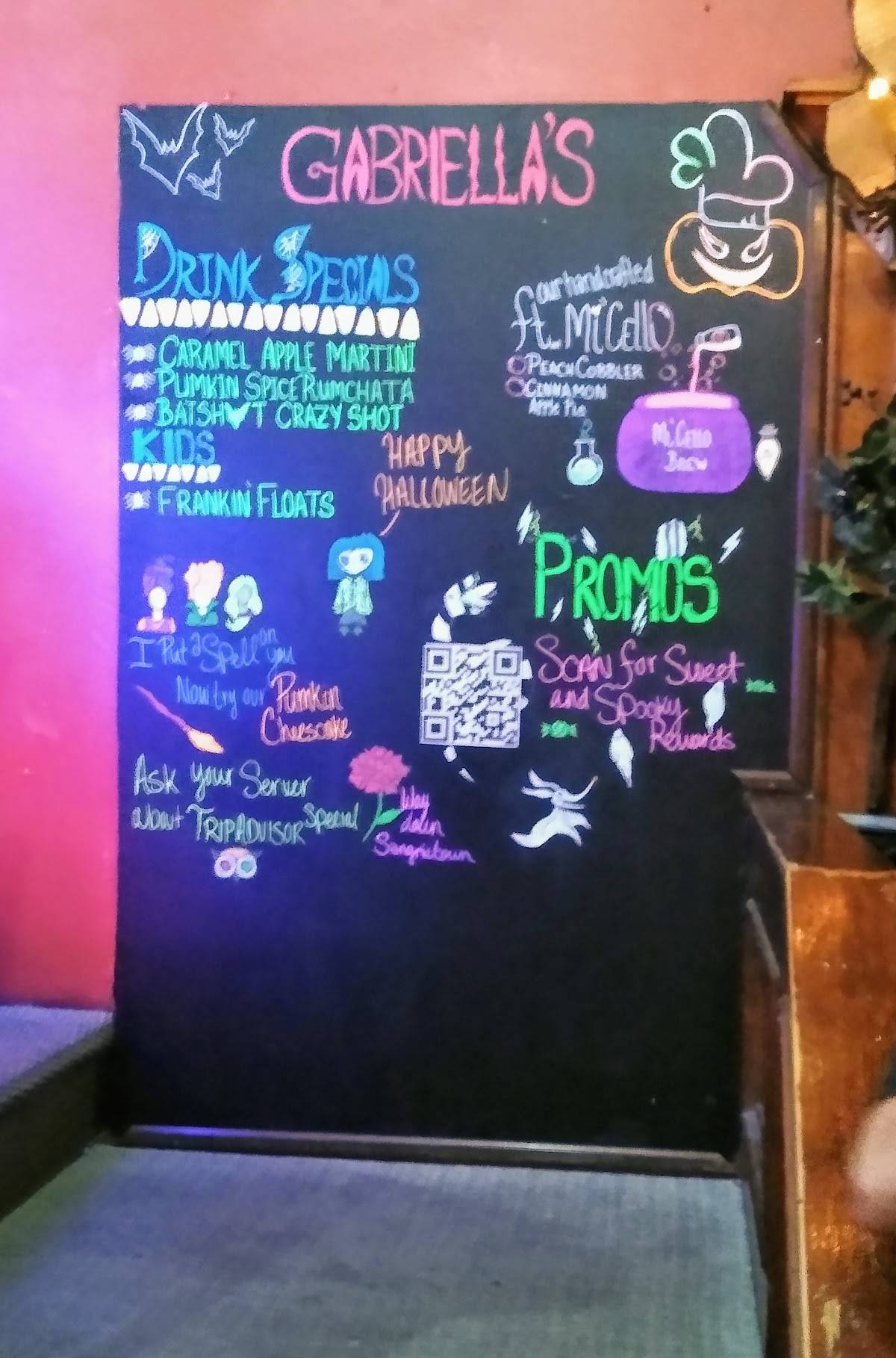 Menu at Gabriella's pizzeria, South Padre Island