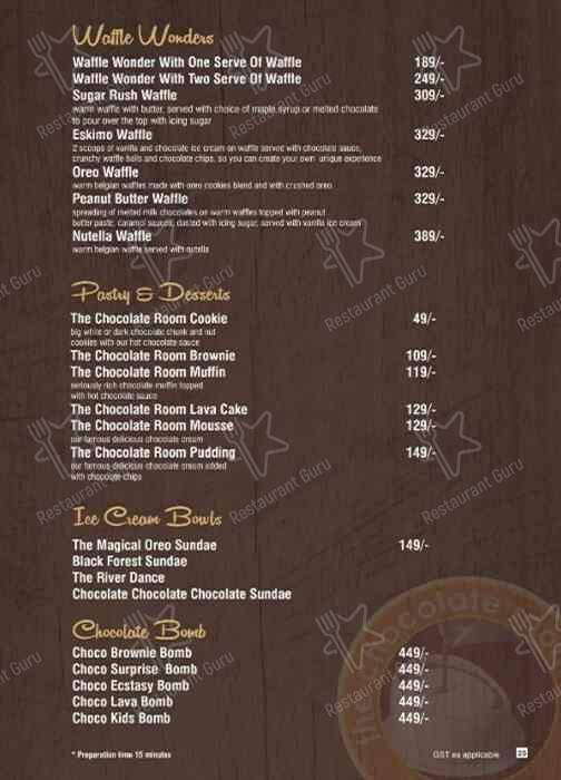 Menu at The Chocolate Room, Gandhinagar, BLOCK-D