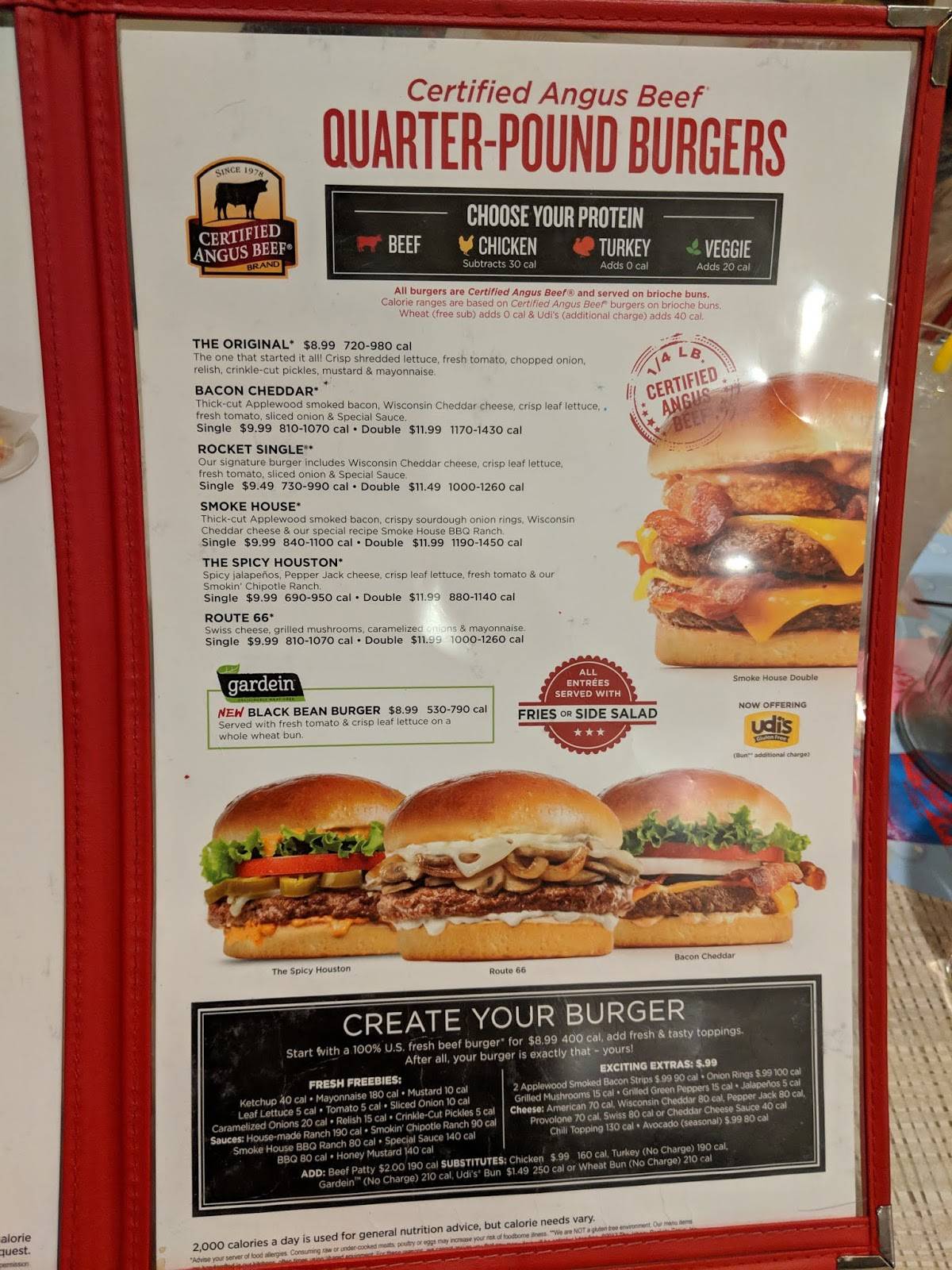 Menu at Johnny Rockets restaurant, Gatlinburg