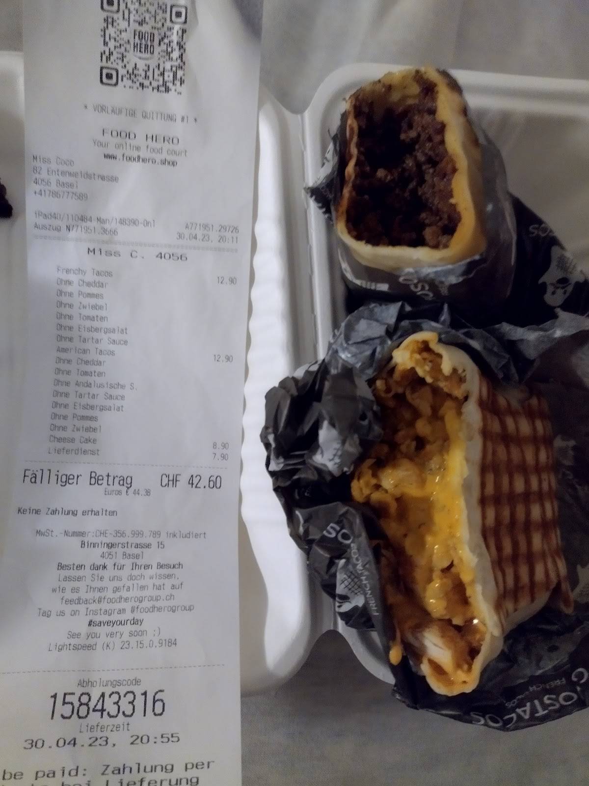 Speisekarte von Ghostacos French Tacos, Basel