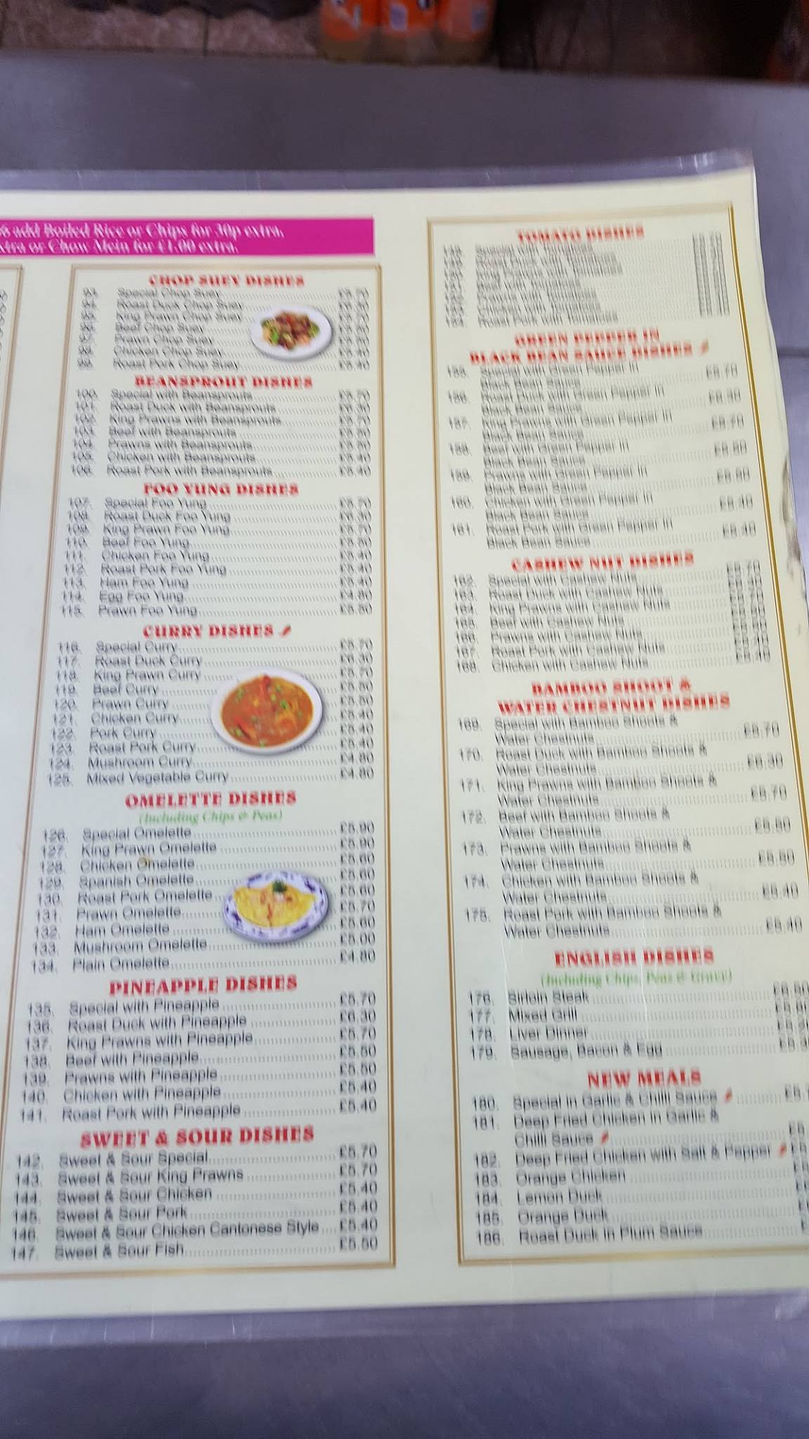 Menu at Golden Dragon - Chinese & EnglishTakeaway fast food, Widnes