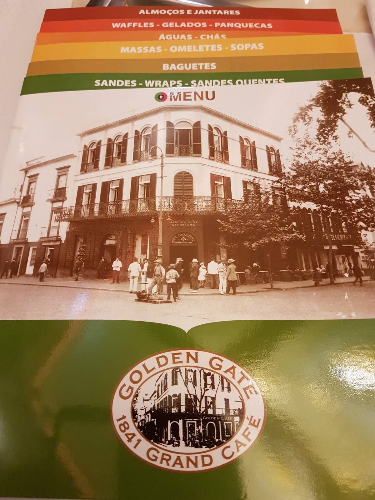Menu at Golden Gate Grand Cafe, Funchal