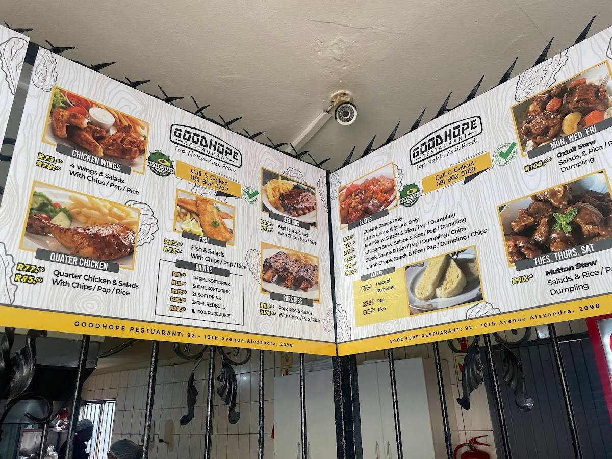 Menu at Goodhope Restaurant, Alexandra