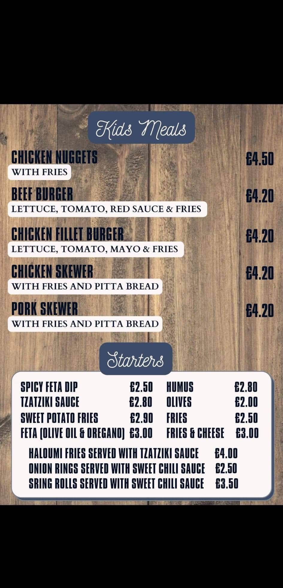 Menu at Greek Street Food Takeaway restaurant, Birmingham