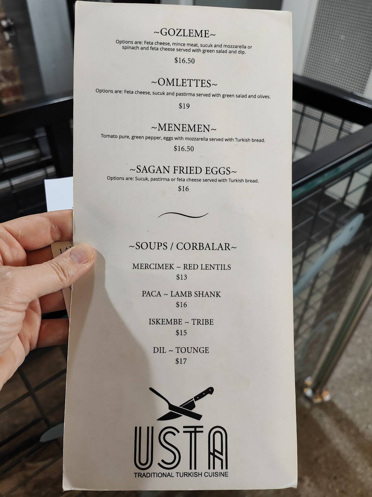 Menu at Usta Restaurant, Greenvale