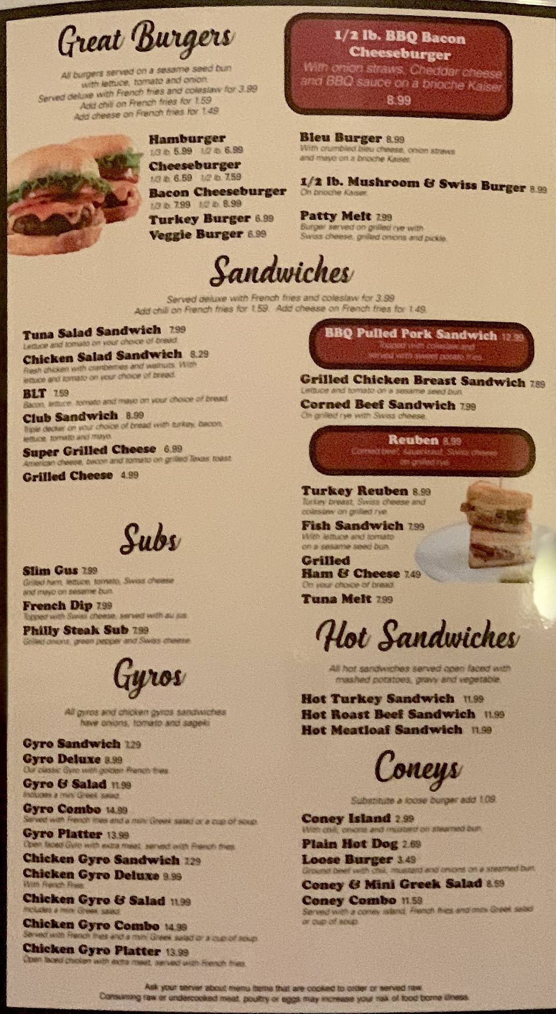 Menu at Gus & Us Grill restaurant, Allen Park