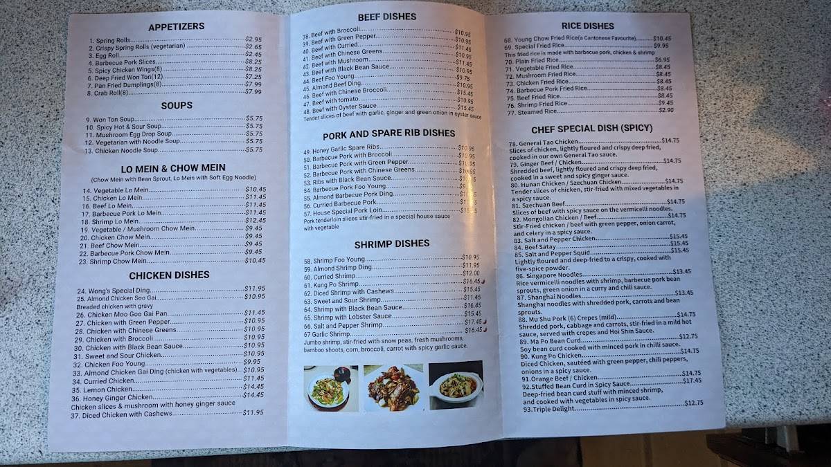 Menu at HK Wong's Palace Restaurant Inc, Dartmouth