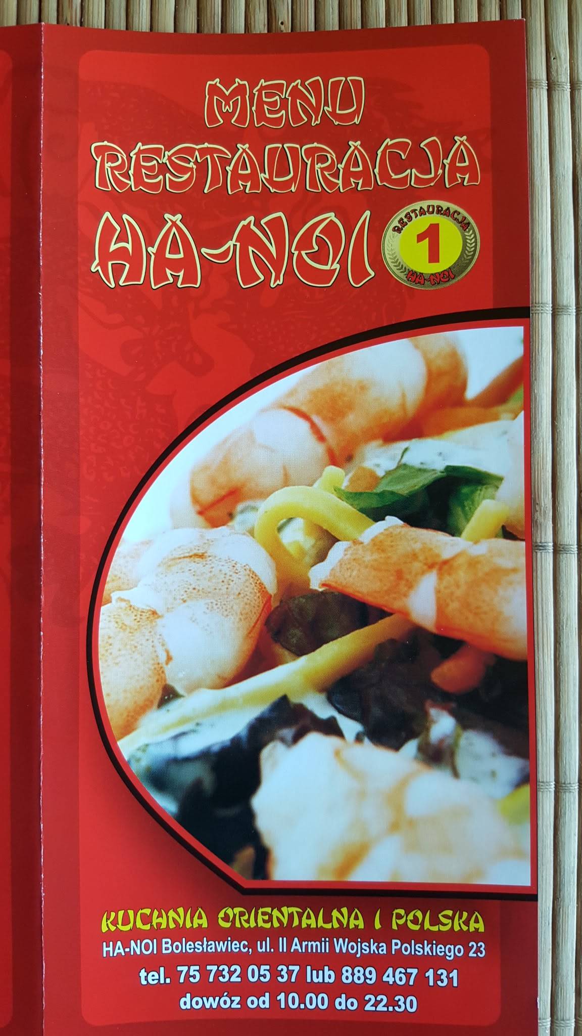 Menu at Ha-Noi restaurant, Boleslawiec