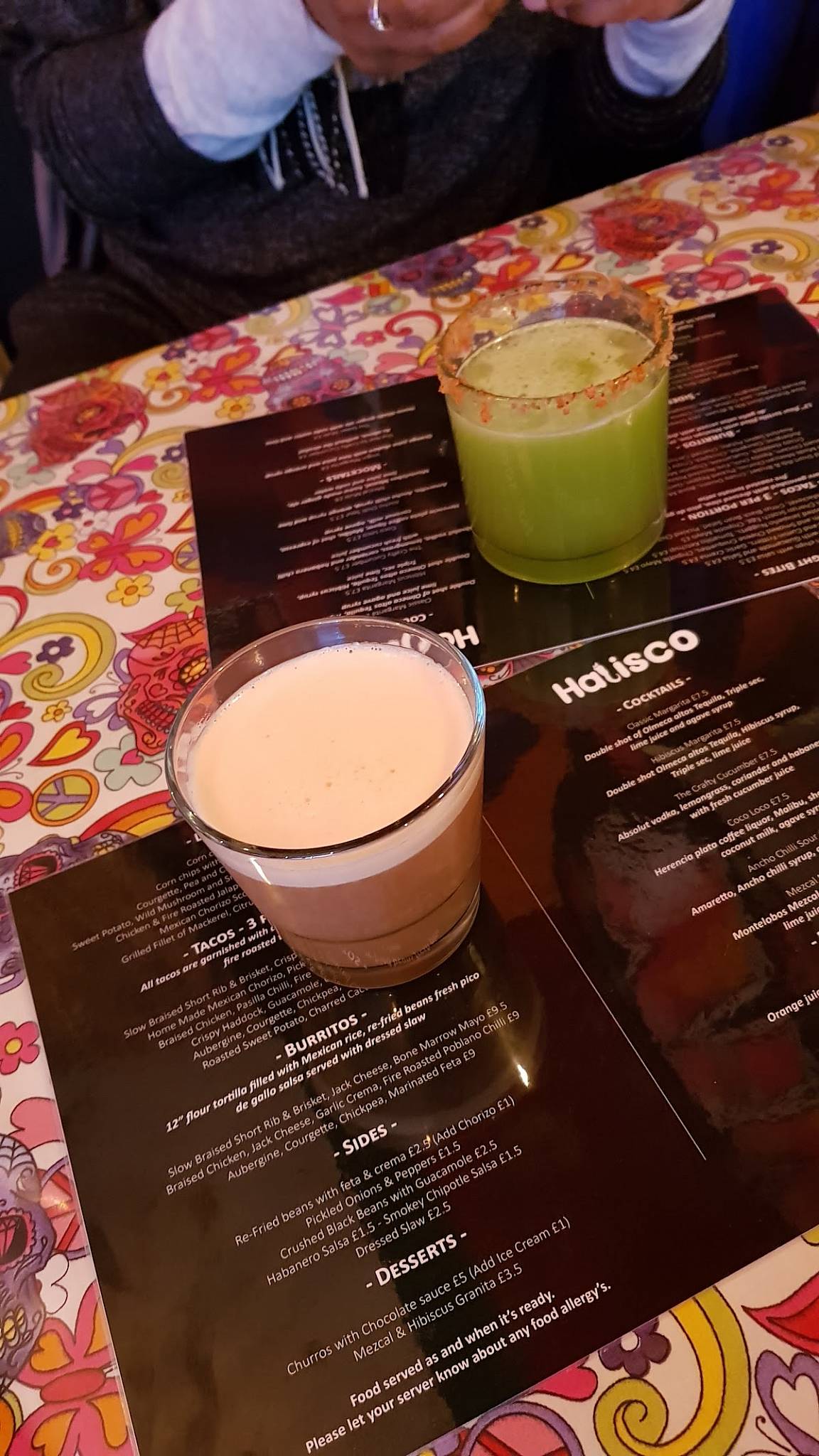 Menu at Halisco restaurant, Brighton