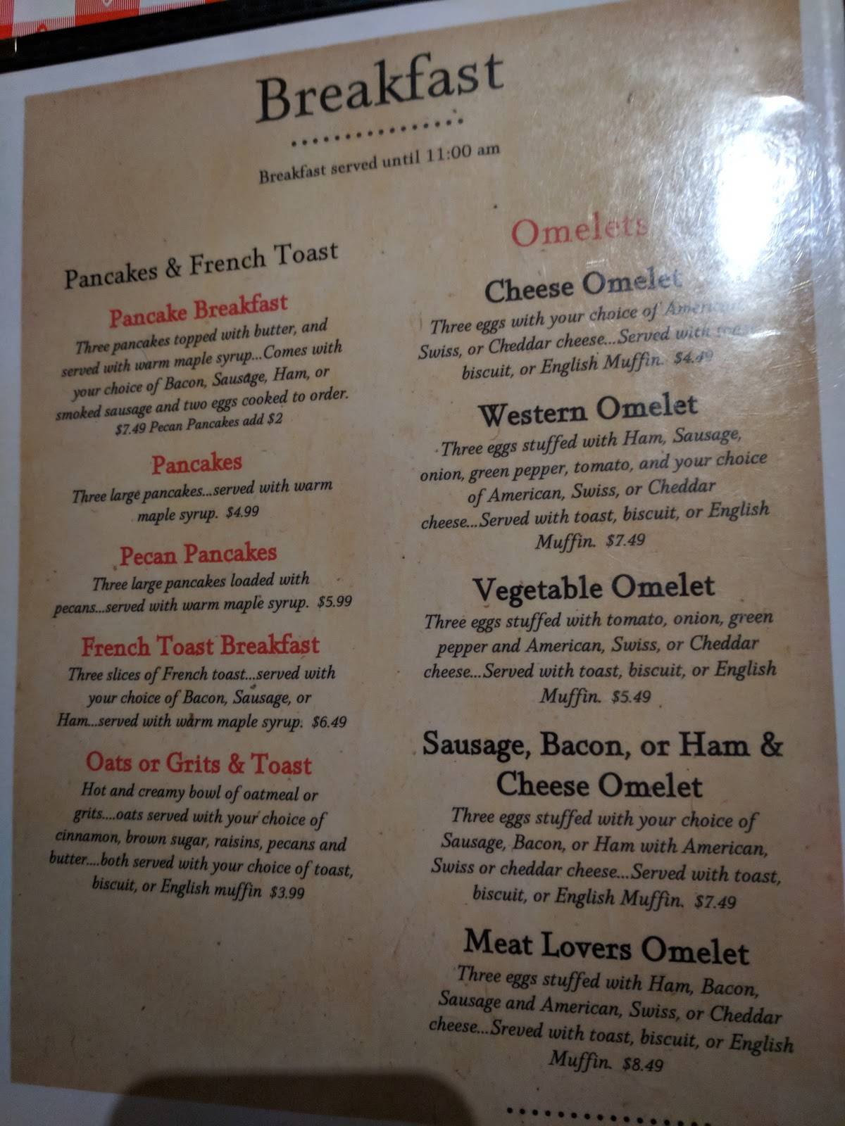 Menu at Bar-B-Q Barn, Harrisburg