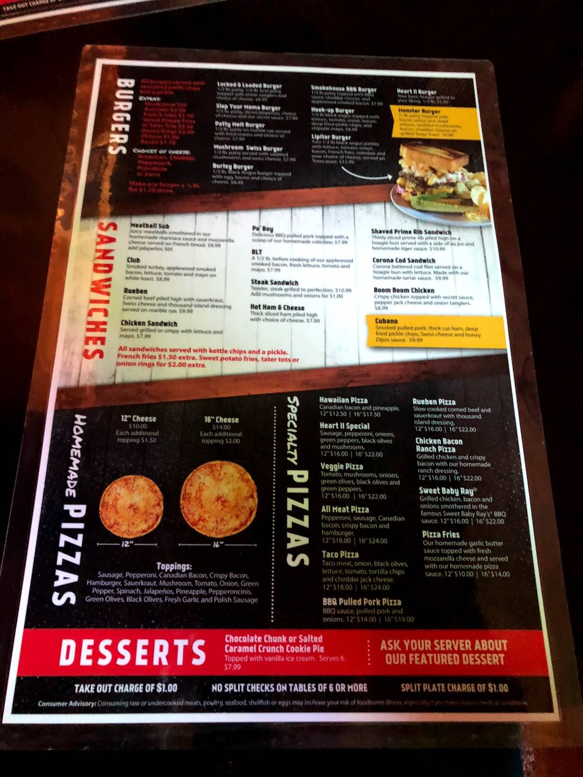 Menu at Heart II Bar & Grill, Woodruff, WI-70