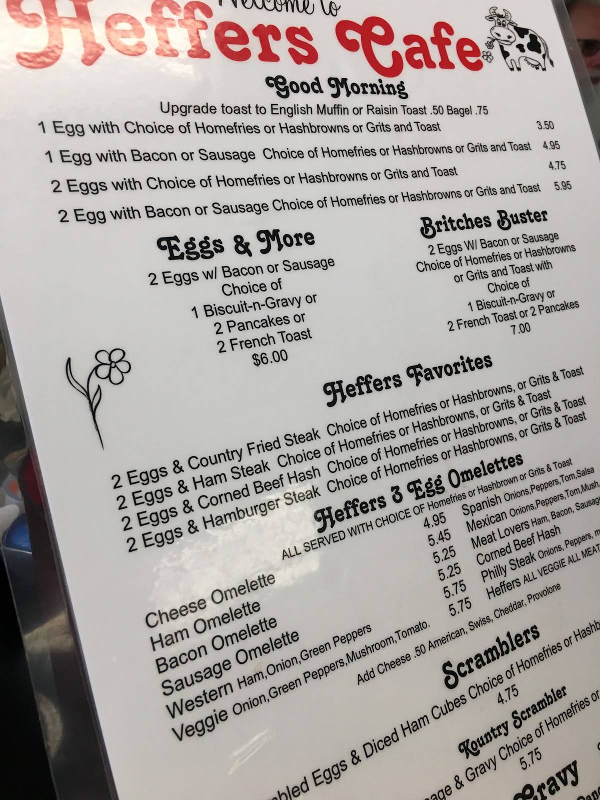 Menu at Heffer's Kountry Cafe, Ormond Beach, 603 S Yonge St