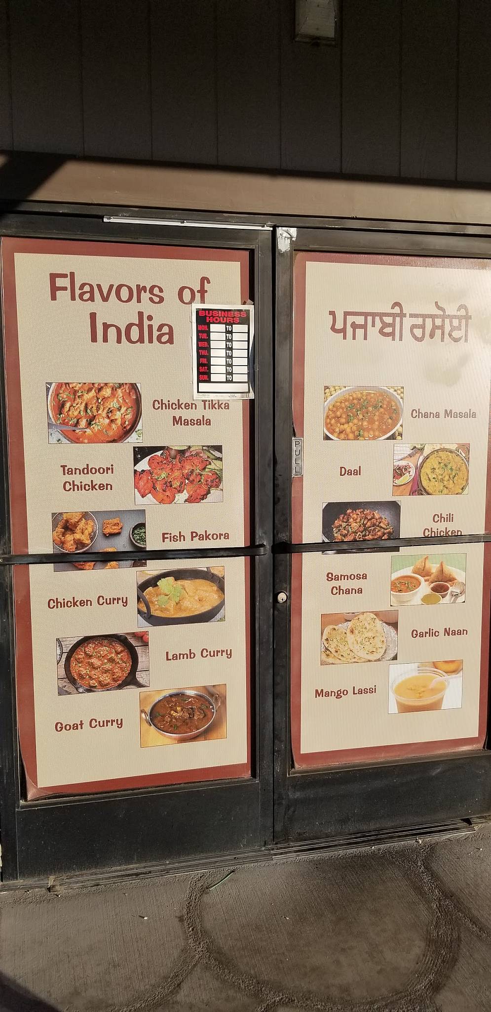 Menu at Flavors of India (Punjabi Dhaba) restaurant, Hesperia
