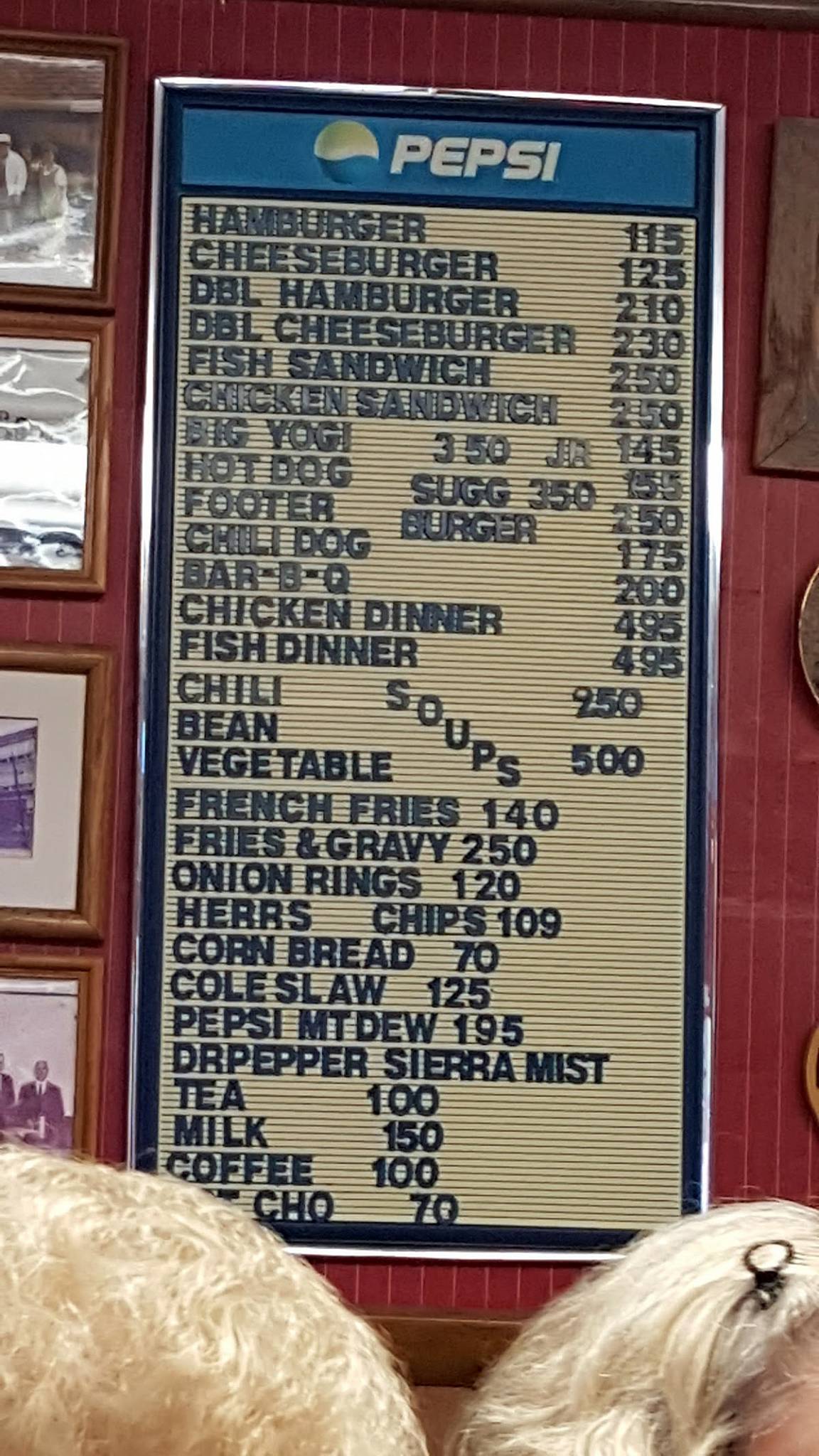 Menu at Hickie's Hamburger Inn fast food, New Boston