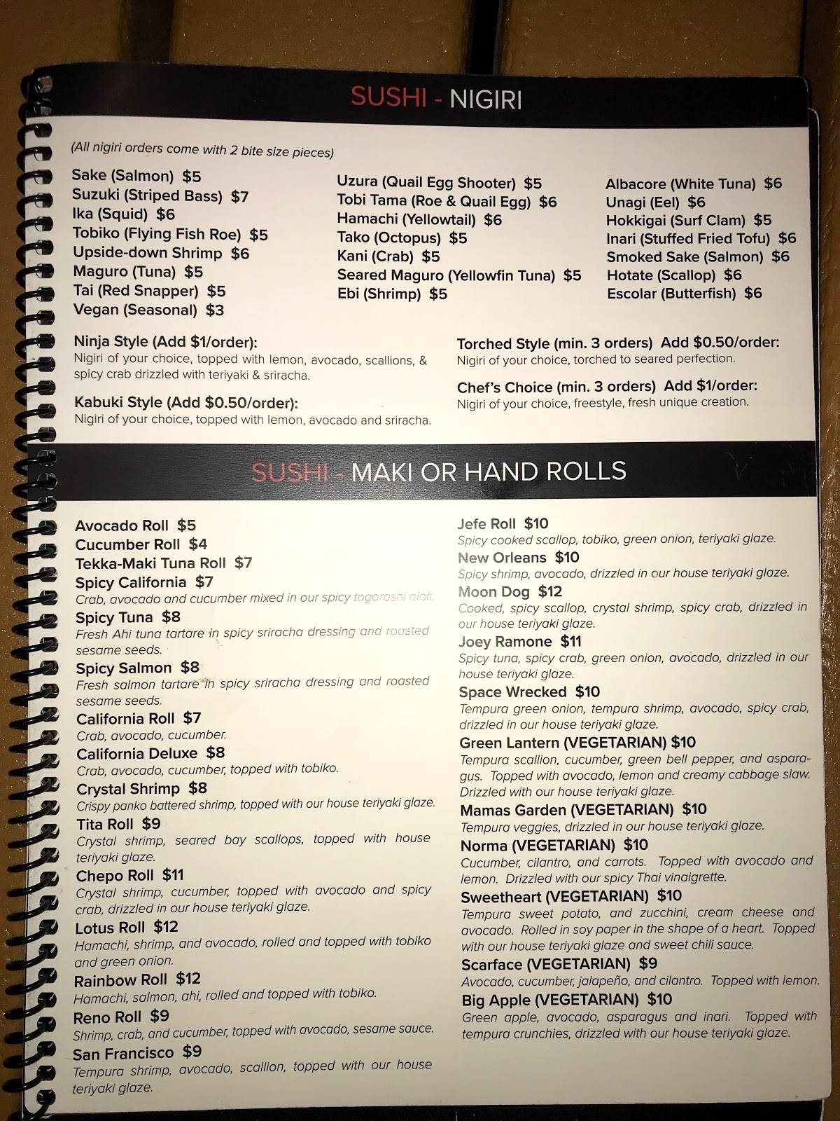 Menu at Himiko Sushi and Steak House restaurant, Elko