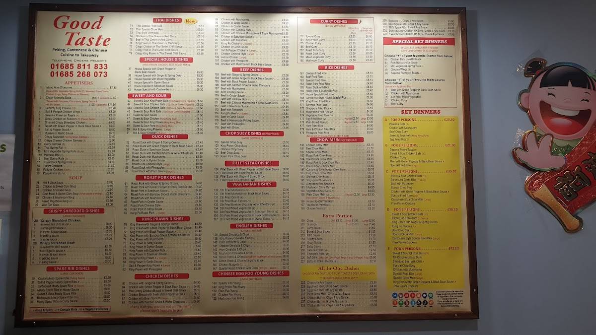 Menu at Good Taste restaurant, Hirwaun