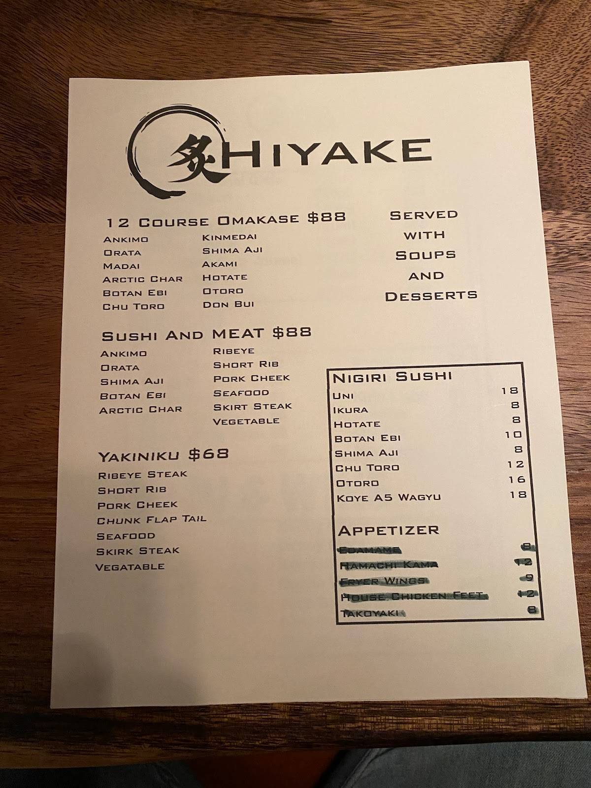 Menu at Gyu-Ichiro Japanese BBQ, New York City