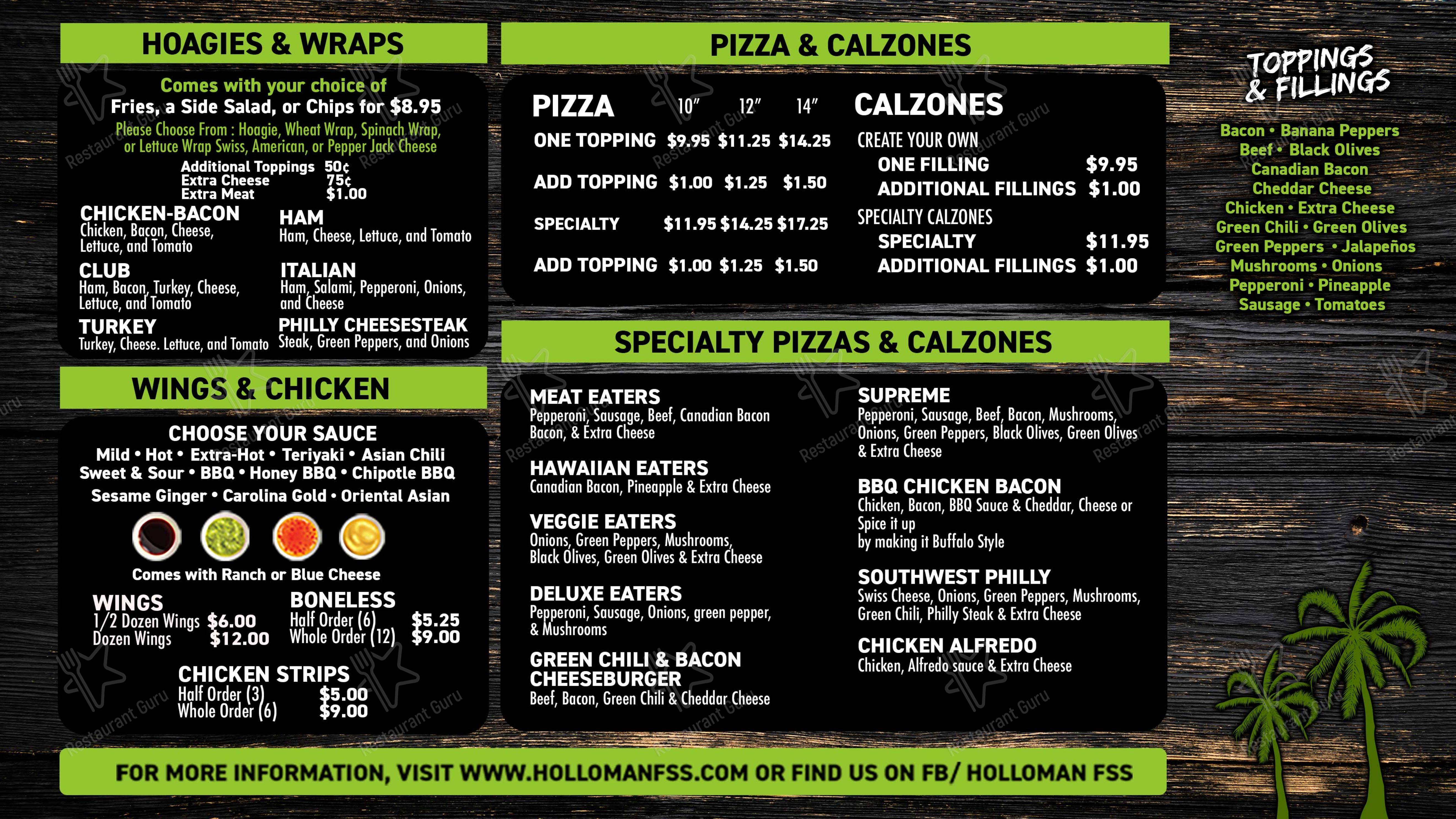 Menu at Piccola Cucina pizzeria, Holloman Air Force Base