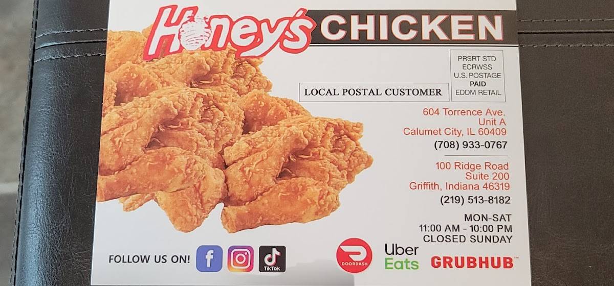 Menu at Honeys Chicken restaurant, Griffith