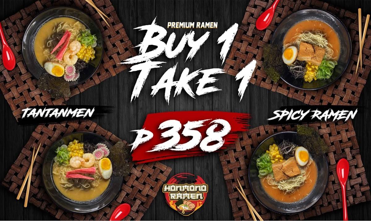 Menu at Honmono Ramen restaurant, Manila