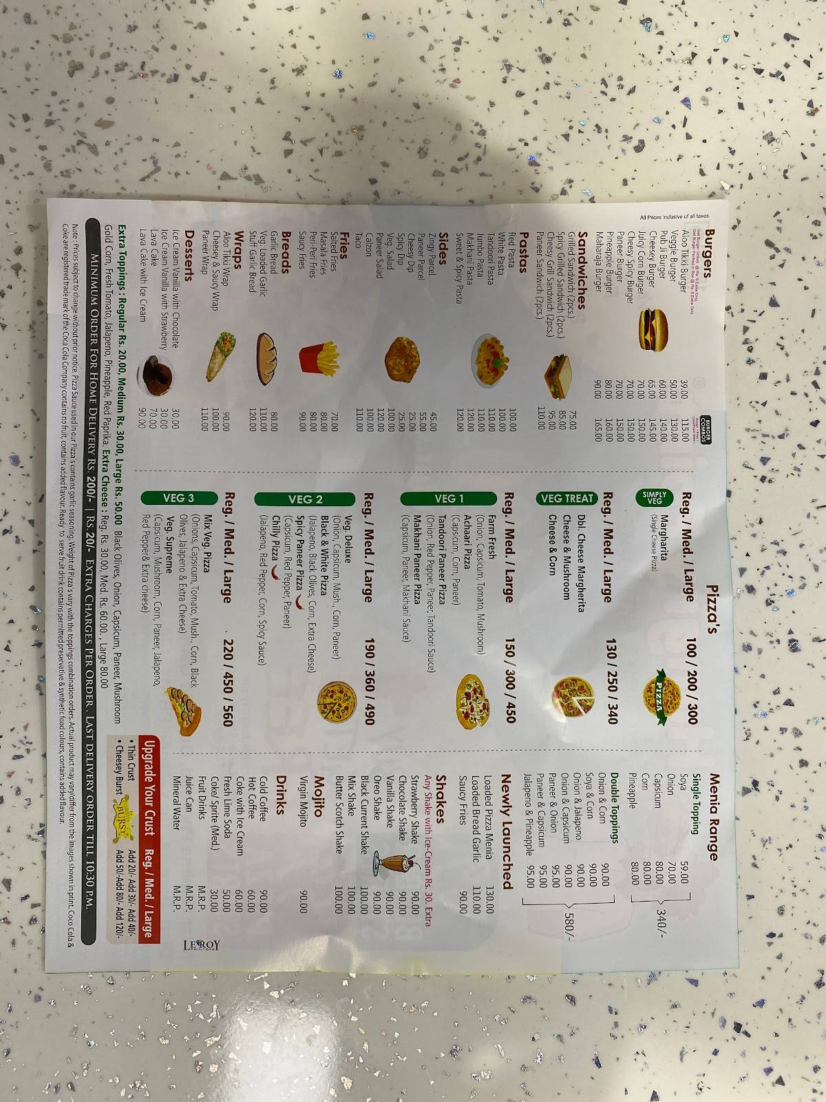 Menu at Hungry Point, Tapa