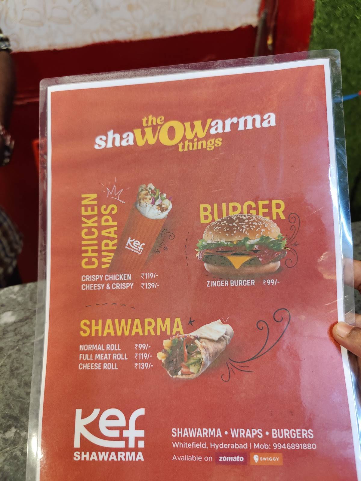 Menu at Kef Shawarma & Wraps, Hyderabad