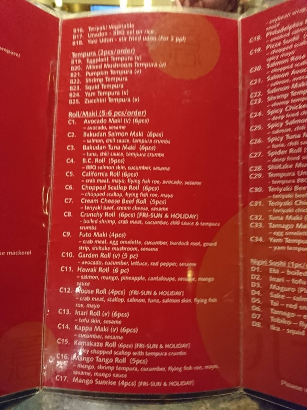 Menu at IGI BBQ & Sushi Bistro, Winnipeg
