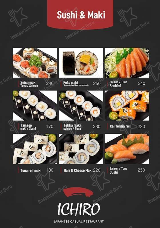 Menu at Ichiro Japanese Restaurant, Manila, Padre Noval St