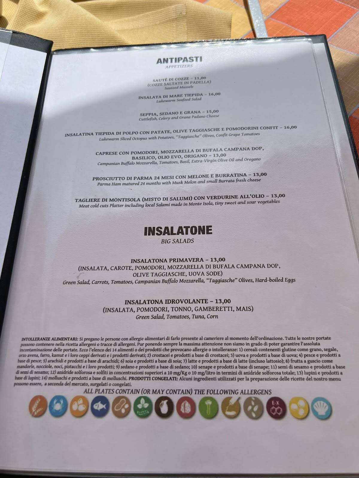 Menu at Idrovolante Ristorante Pizzeria, Iseo